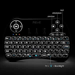 reiie (Backlit Version) H9+ Mini Keyboard,2.4GHz Wireless Mini Handheld Smart TV Remote Keyboard with Touchpad for PC,Raspberry Pi 2, Pad, Smart TV, Android TV Box, Windows 7 8 10