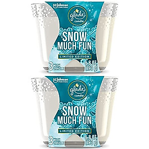 Glade Candle, Fragrance Candle Infused with Essential Oils, Air Freshener Candle, 3-Wick Candle (Snow Much Fun)