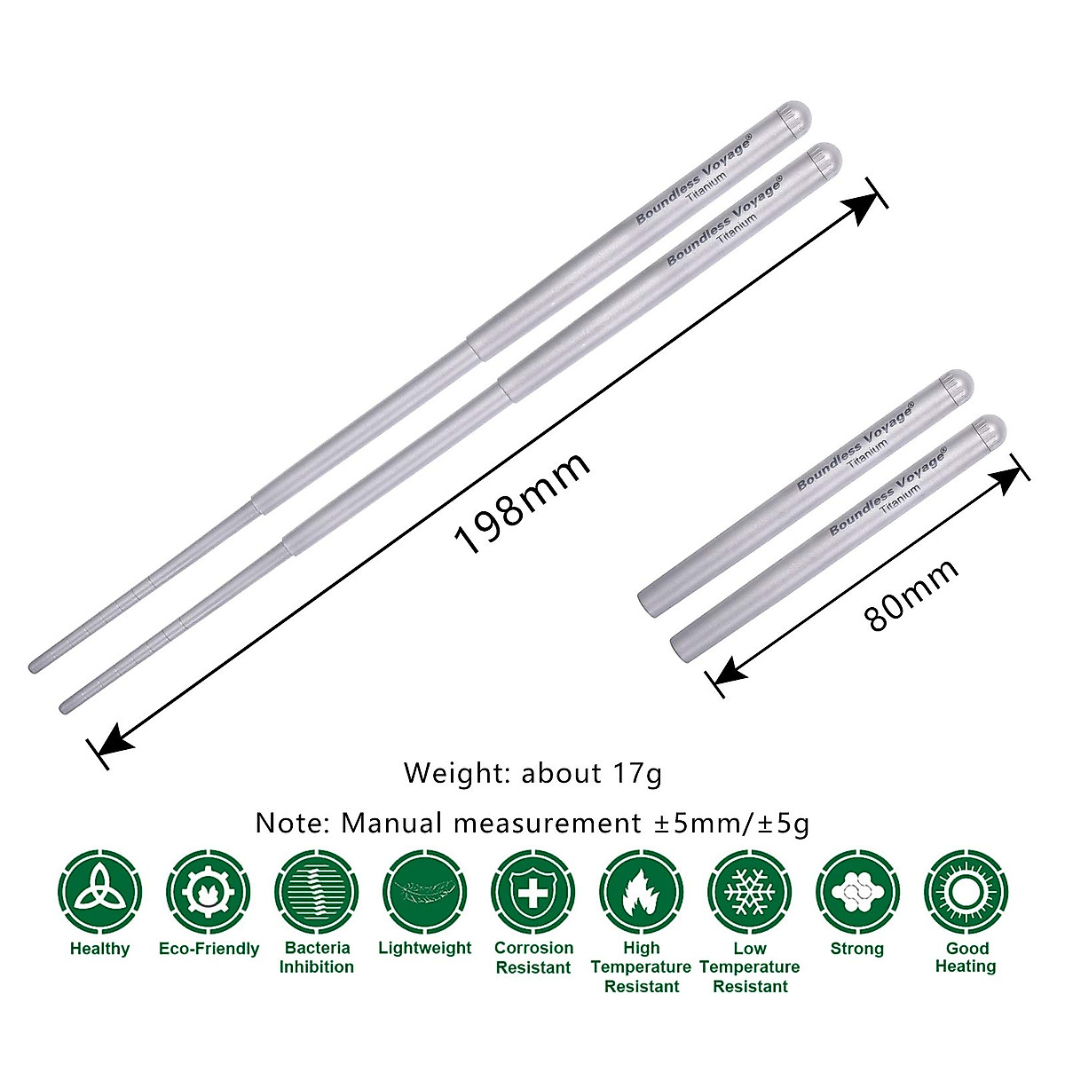 Boundless Voyage Titanium Telescopic Chopsticks Foldable Tableware Portable Cutlery for Outdoor Camping Travel Picnic A-Ti1004T