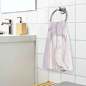 KLL Liquid Marble Abstract Lavender Hand Towels Set of 2 Pure Cotton Soft Absorbent Face Towel Bathroom Fingertip Towel Beach Hotel Spa Kitchen Dish Guest Towel 16 x 28 in