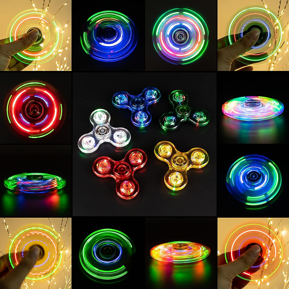 FIGROL LED Light Up Crystal Fidget Spinner for Children｜Easter Gifts Easter Basket Stuffers Party Favors｜Glow in The Dark Party Supplies｜Classroom Prizes Return Gifts
