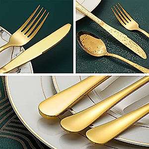 Gold Silverware Set for 12, Compralo 60 Pieces Stainless Steel Shiny Gold Flatware Set, Gold Cutlery Tableware Set Include Spoons, Forks, Knives for Home and Restaurant