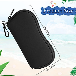 Flutesan 3 Pieces Sunglasses Soft Case Portable Neoprene Zipper Eyeglass Case Ultra Light Sunglasses Safety Pouch Glasses Case with Clip