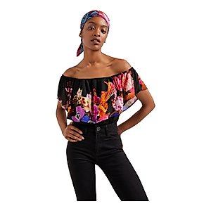 Desigual woMens Casual Blouse, Black, Small US