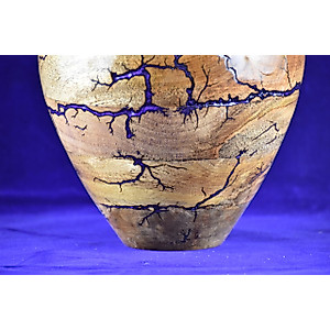 MHK Royal White Blue Lichtenberg Figure Urn for Human Ashes Wooden Urn Box with Lid Pet urn Cremation urn Burial Urn Box Adult Funeral Urn Resin Urn Ashes Keepsake Urn for Ashes