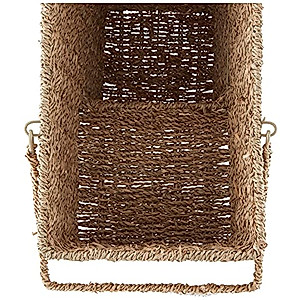 15" Water Hyacinth Storage Stair Basket With Handles by Trademark Innovations (Natural)