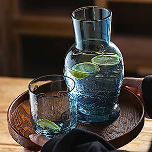 ZWMBYN Vintage Bedside Water Carafe and Glass Set, Crystal Nightstand Water Carafe with Tumbler Glass Cup, Elegant Mouthwash Decanter & Water Pitcher for Storing Water, Juice and Other Drinks