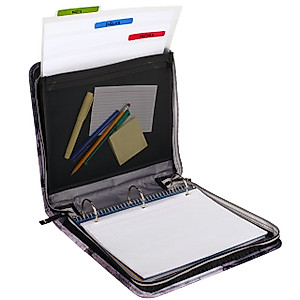 Five Star Zipper Binder, 2 Inch 3-Ring Binder for School, 530 Sheet Capacity, 3 Removable Tabbed File Folders, Black (29036IT8)