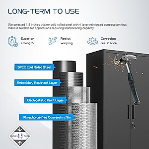 Maemttes 72" Metal Storage Cabinet with Doors and Shelves, Tall Garage Cabinets Lockable File Cabinet, Heavy-Duty Locker Cabinet Tool Cabinet for Garage, Office, Home, Kitchen (Black)