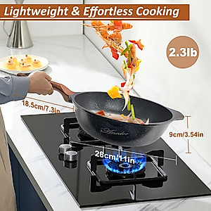 Frying Pan Nonstick Wok Pan, Aneder Woks and Stir Fry Pans 11 Inch Skillet for Electric,Induction and Gas Stoves