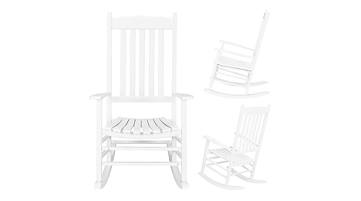 Outvita Outdoor Rocking Chair, Solid Wood High Back Rocker, All Weather ...