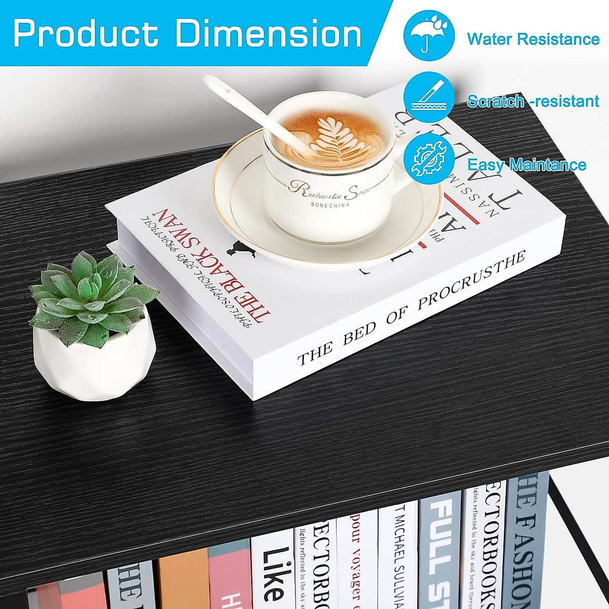 Record Player Table with Storage 3 Tier Industrial Record Player Stand Small Vinyl Storage Holder Hold up to 90 Albums for Living Room Bedroom Office, Black