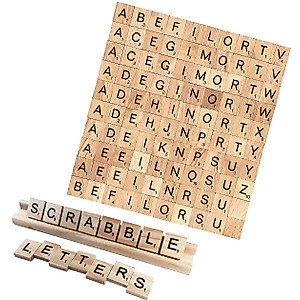 PERRIROCK 200 Pcs Scrabble Letters - 2 Complete Sets 200 Pcs in 1 Pack - Wood Tiles - Great for Crafts, Letter Tiles, Spelling by Clever Delights