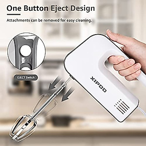 Hand Mixer Electric, 5 Speed Ultra Power Hand Mixer 400W Home Kitchen Mixers with Storage Cas, 5 Stainless Steel Accessories 1 Egg White Separator,Self-Control Speed, Eject Button for Easy Whipping