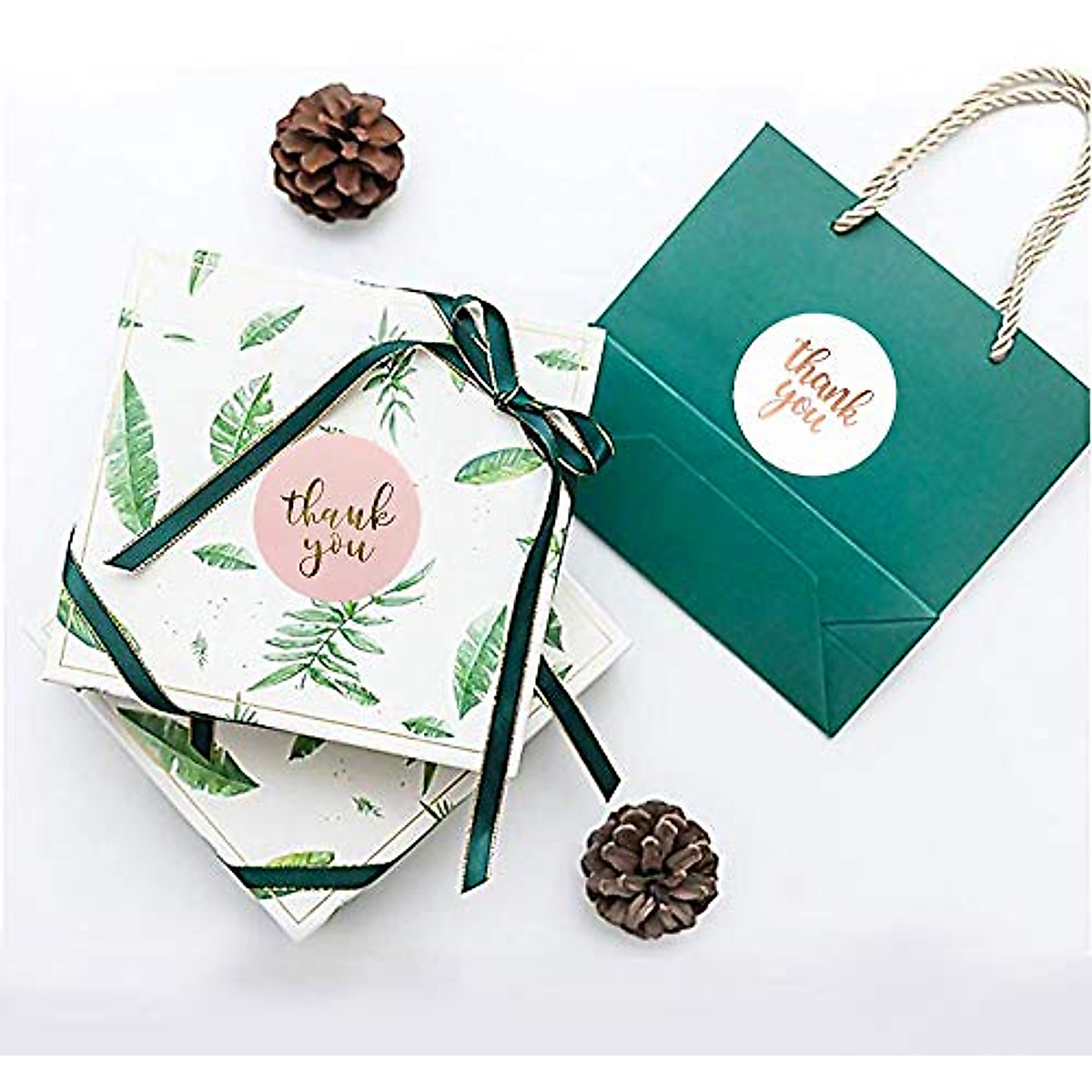 Yipmai Thank You Stickers Roll, 500PCs Round Thank You Stickers for Business with Rose Gold Letters, Decorative Sealing Labels for Greeting Cards, Flower Bouquets, Weddings, Parties (White-Rose Gold)