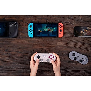 8Bitdo SN30 Pro Bluetooth Controller, Hall Effect Joystick Update, Compatible with Switch, PC, macOS, Android, Steam Deck & Raspberry Pi (Gray)