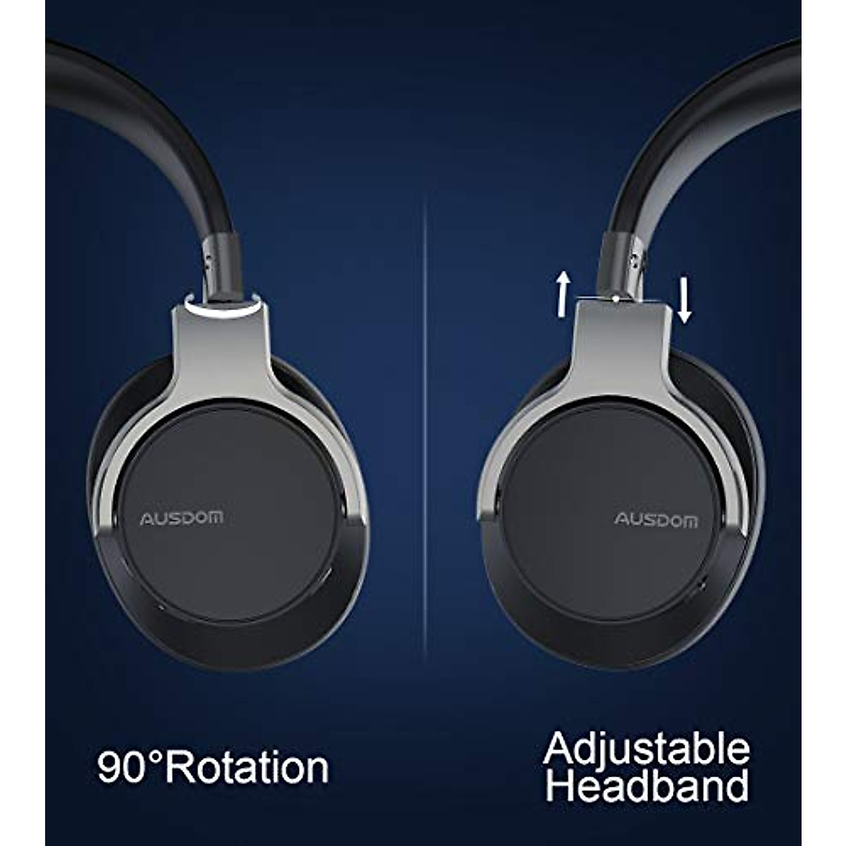 Active Noise Cancelling Bluetooth Headphones, Ausdom ANC8 Over Ear Wireless Headphones Wired Headsets with Microphone, 30H Playtime Comfortable for Travel Work TV PC Computer Cellphone Music – Black