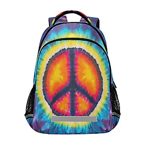 ALAZA Peace Sign Design Tie Dye Backpack Purse for Women Men Personalized Laptop Notebook Tablet School Bag Stylish Casual Daypack, 13 14 15.6 inch