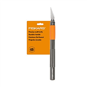 Fiskars Heavy Duty Die Cast, Exacto, 8 Inch, Precision Knife for Crafts, Multi Use Blade with Protective Cover, Steel