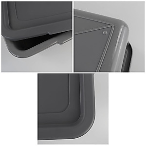 Nicesh 3-Pack 13 L Plastic Commercial Bus Tub, Gray Bus Box with Lid