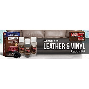 Leather Max Grey Mix Vinyl and Leather Repair Kit - Restorer of Your Furniture, Jacket, Sofa, Boat or Car Seat, Easy Instructions to Match Any Grey Color, Restore Any Material, Bonded, Italian