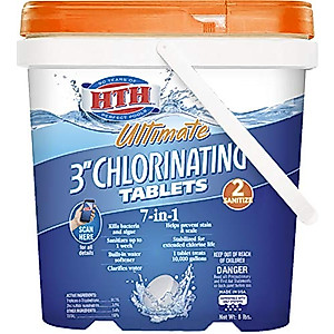 HTH 42048 Ultimate 3" Chlorinating Tablets Swimming Pool Chlorine, 8 lbs