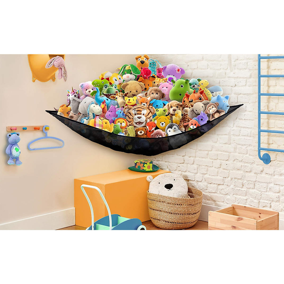Simple Houseware 2 PK - Stuffed Animals Jumbo Toy Storage Hammock, Black