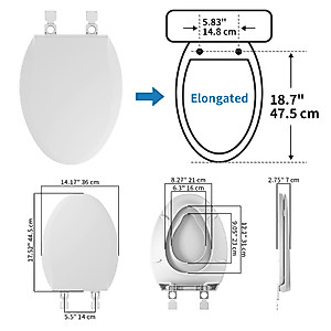 Hibbent Potty Training Toilet Seat, Built-in Magnetic Seat, Lid with Cover, Never Loosen and Slow Close Convertible Toilet Seat for Kids, Adult and Child (White, Elongated)