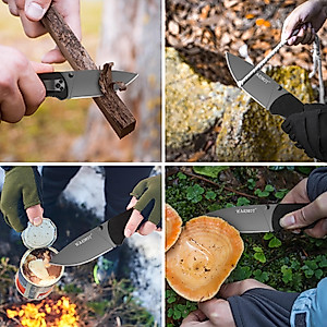 warmot® Pocket knife with G10 Handle - Ideal Knife for EDC Camping - Birthday Gift for Men & Wome,Black