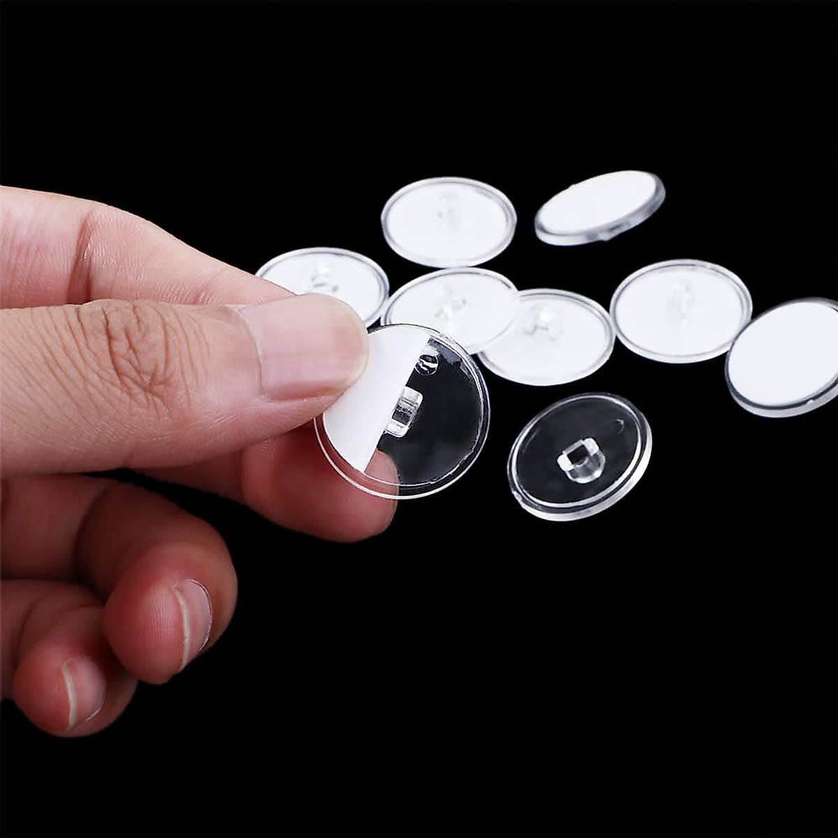 10/30/50Pcs 2cm/0.78inch Round Self Adhesive Ceiling Hooks Transparent Small Disc Hanging Hooks Sticky Ceiling Hooks for Kitchen Bathroom Ceiling(10Pcs)