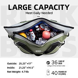 ROCKBROS Soft Cooler Insulated Leak Proof Cooler Bag Portable 36 Can Large Soft Sided Coolers Waterproof Insulated Pack Cooler for Travel, Beach, Camping, Picnic, Lunch, Fishing, Floating, Party, Work