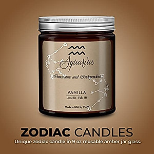 1OAK Aquarius Candle - Zodiac Candle - Aquarius Gifts for Women - Zodiac Gifts - Astrology Gifts for Women - February Birthday Gifts for Women - Aquarius Birthday Gifts