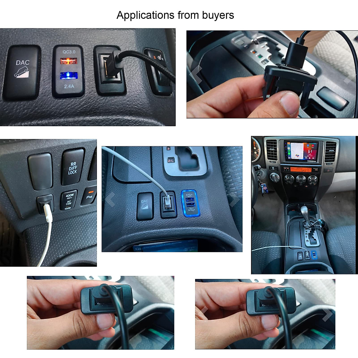 MOTONG Male to Female USB Power Port Socket Adapter for Toyota VIGO, Please Confirm The Dashboard Hole's Size Before Order(40 * 20mm)