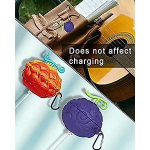 [2Pack] Fruit Cover for AirPods Pro Case Cute 2019,3D Cartoon Silicone Protective Accessories Set Kit for Devil Fruit for AirPods Pro 1st Generation Case for Boy Girl(Purple&Red Yellow Devil Fruit)