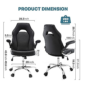 Gaming Chair - Executive Computer with Lumbar Support for Adults - 360° Swivel Rocking Home Office Computer Desk PU Leather Task Chair
