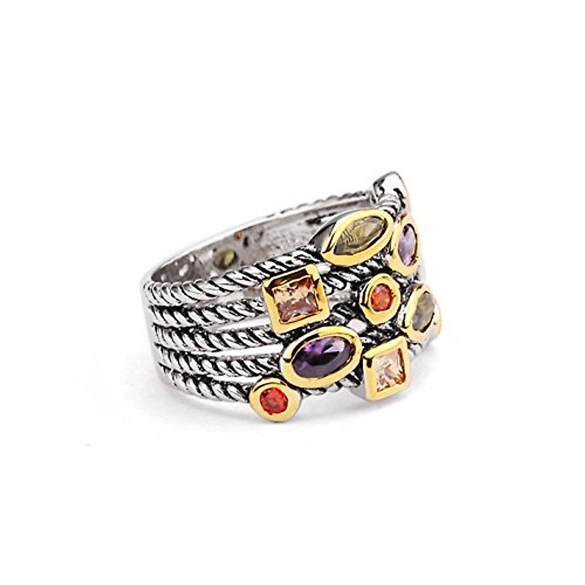 UNY JEWEL Ring Beautiful Multi CZ Twisted Cable Wire Designer Fashion Brand Vintage Love Antique Womens Jewelry (7)