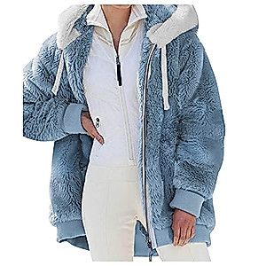 Winter Coats for Women Fashion,Scrub Jackets for Women Puff Sleeve Kawaii Teen Girls Hoodies Tops Aesthetic Plus Size Packable Pea Coat Blazer Heated Jackets for Women Blue