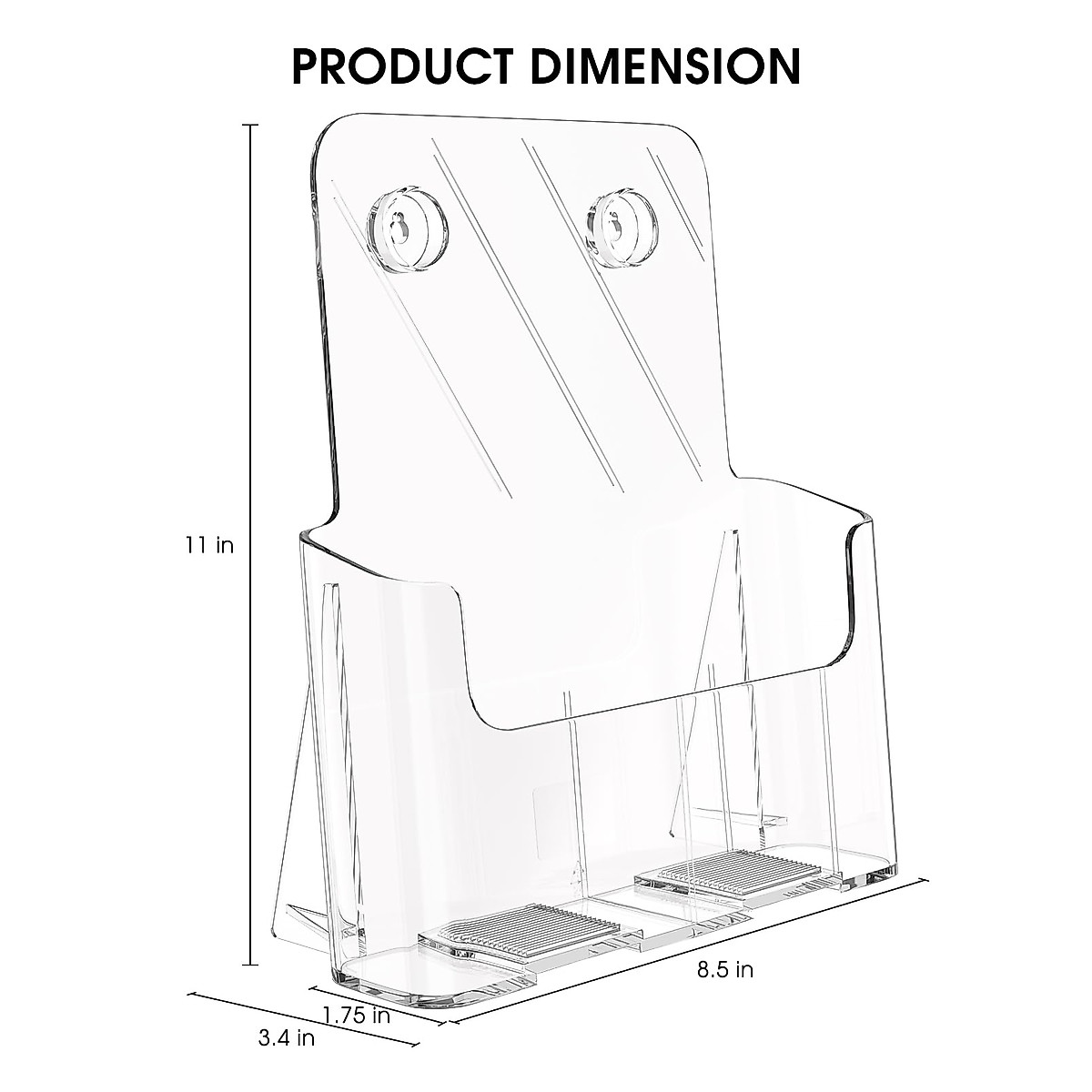 KTRIO Acrylic Brochure Holder 8.5 x 11 inches Plastic Acrylic Literature Holders Clear Flyer Holder Rack Card Holder, Magazine, Pamphlet, Booklet Display Stand Trifold Holder Desk or Wall Mount 2 Pack