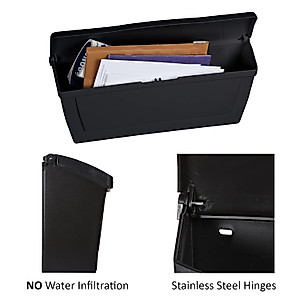 Small Plastic Mailbox for Outside Porch, Easy to Install Wall Mount, Lightweight, Heavy Duty, Rustproof, Maintenance-Free Horizontal Mail Box for House - Made in Canada - 15.5” x 4” x 6.25” (Black)