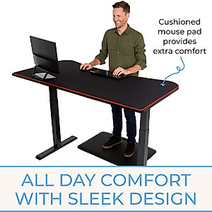 Stand Steady Tranzendesk Power | 63in Electric Gaming Desk | Extra Large Height Adjustable Electric Standing Desk | Ergonomic Computer Desk with 3 Monitor Mount Grommet Holes & Full Size Mouse Pad