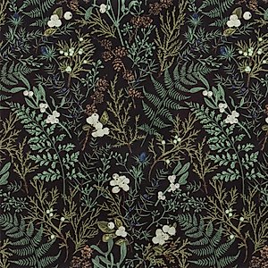 VaryPaper 17.7''x118'' Tropical Moss Leaf Peel and Stick Wallpaper Black Floral Self Adhesive Removable Contact Paper Decorative for Bedroom Walls Cabinets Shelves