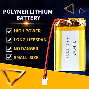 YDL 3.7V 1500mAh 103048 Lipo Battery Rechargeable Lithium Polymer ion Battery Pack with JST Connector
