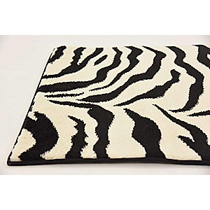 Unique Loom Wildlife Collection Animal Inspired with Zebra Design Area Rug, 2 ft 7 in x 10 ft, Ivory/Black