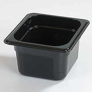 Carlisle FoodService Products 3068403-E Plastic Food Pan, 1/6 Size, 4 Inches Deep, Black