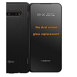 5Pcs V60 ThinQ Dual Screen Front Screen Glass Replacement with Pre- Installed Tape for The Case Cover for LG V60 ThinQ All Model +Tools