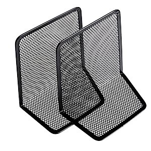 SZYAWsd File Sorters 1 Pair Metal Mesh Bookend, Non-Skid Book Stand Supports, Desktop Rack Shelf Holder Book Stopper for Books/Movies/CDs/Video Games
