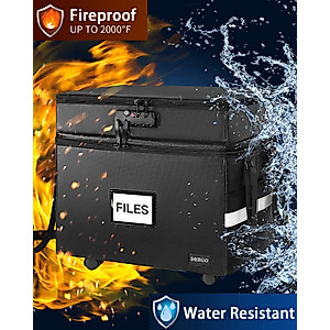 DEEGO Rolling File Box, Fireproof Document Box with Wheels Multi-Layer Water-Resistant File Organizer Portable file Cabinet Document Safe filing box for Home Office for Hanging Letter/Legal Folder