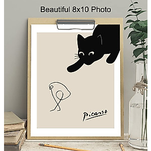 Pablo Picasso Wall Art - Black cat Home Decor - Cat Wall Art - Picasso Poster - Cat Wall Decor - Pablo Picasso Poster - Pablo Picasso print - Pablo Picasso Art - Cute Cat Lover Gift for Women - Bird