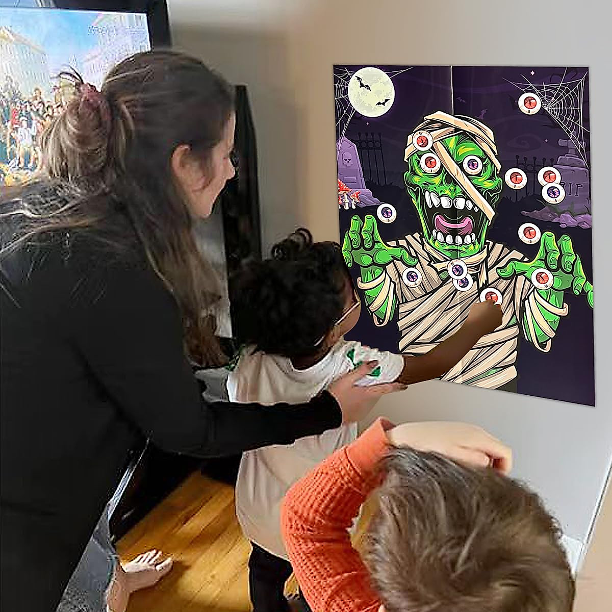 TYHJOY Halloween Party Games for Kids Pin The Eyeball On The Zombies Game Halloween Party Activities Party Supplies Decorations