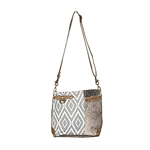 Myra Bag Washed-Out Upcycled Canvas & Cowhide Shoulder Bag S-1343